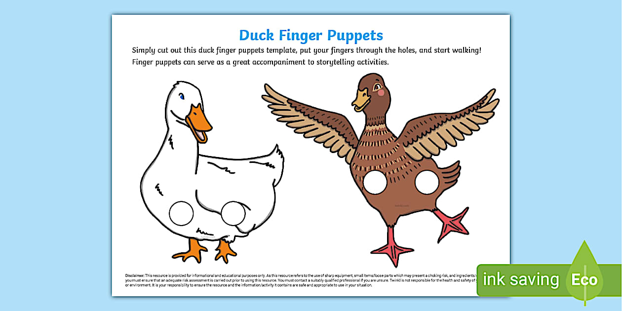 Duck Finger Puppets (teacher made) - Twinkl