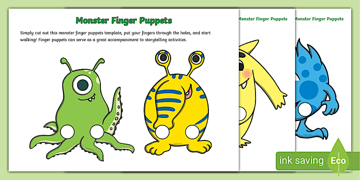 Monster Finger Puppets | Twinkl | RolePlay | Puppets | KS1