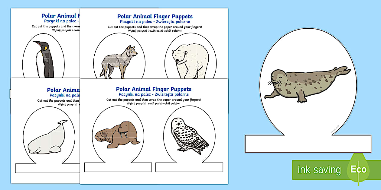 Polar Animal Finger Puppets English/Polish (teacher made)