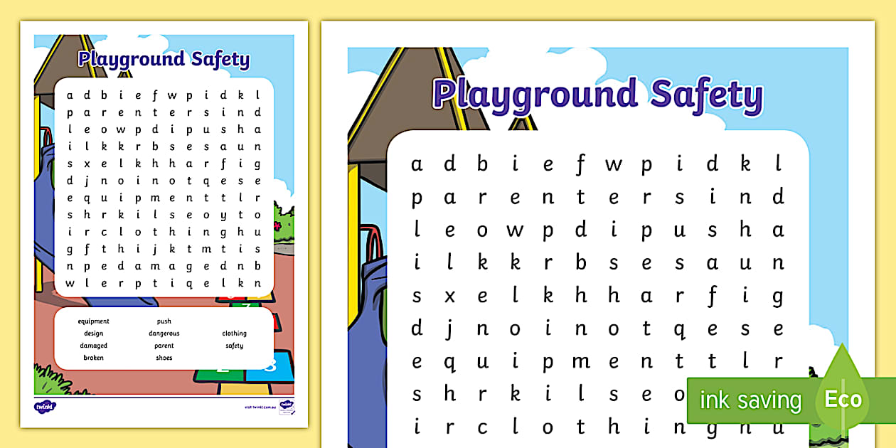 QLD Playground Safety Word Search (teacher made) - Twinkl