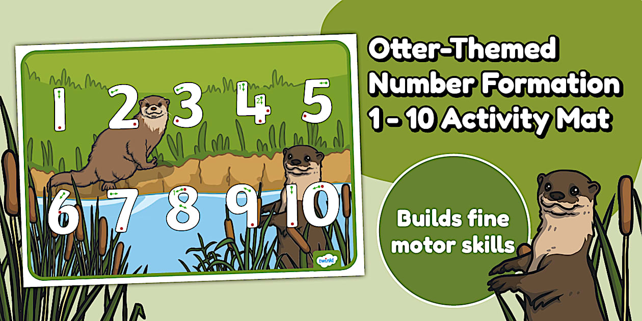 👉 Otter-Themed Number Formation 1 - 10 Activity Mat