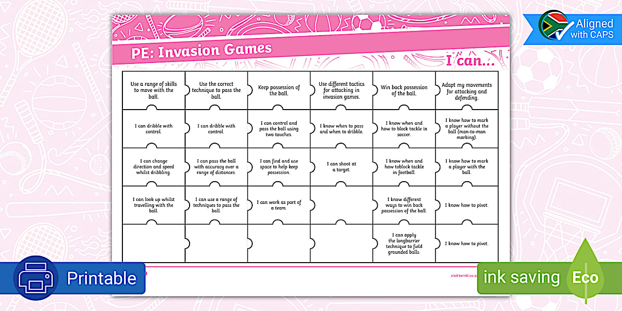 Grade 5 Physical Education: Invasion Games Jigsaw Target