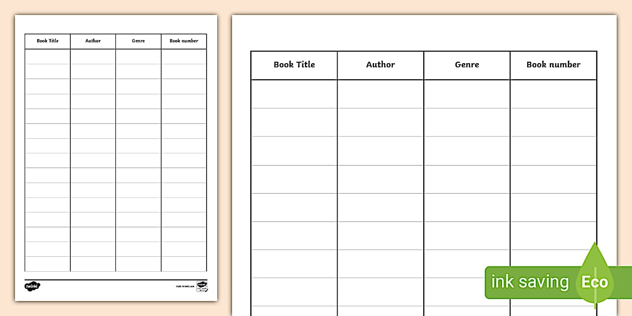 Library Book List Template | Book Inventory Template
