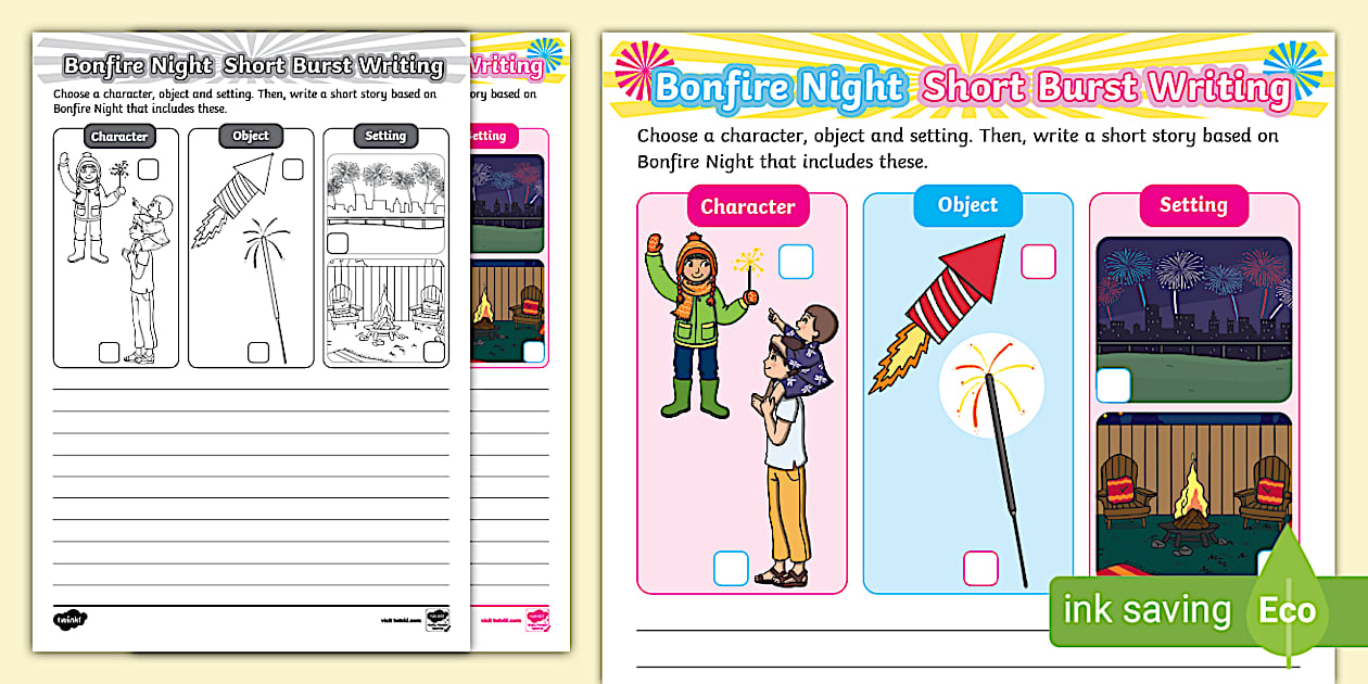 KS1 Bonfire Night Short Burst Writing Template - Twinkl