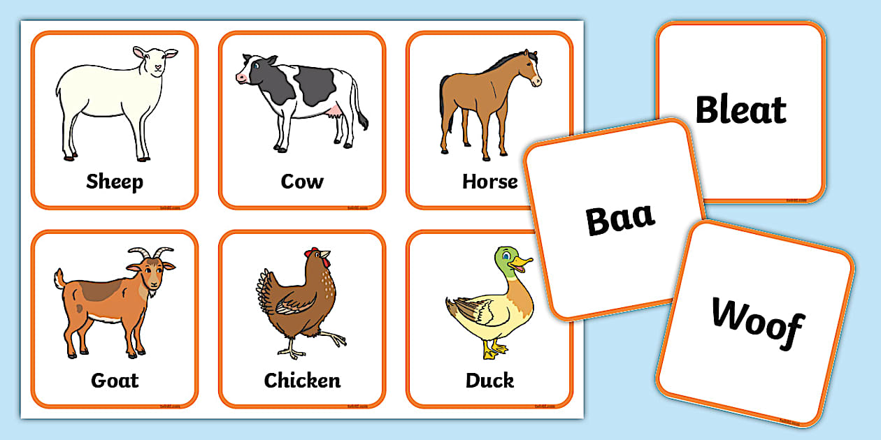 Farm Animal Noises Matching Cards (Teacher-Made) - Twinkl