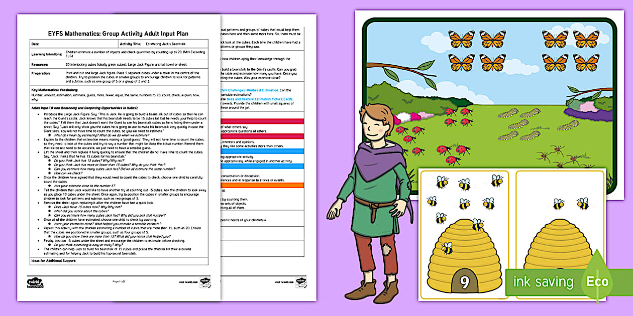 EYFS Maths: Estimating Jack's Beanstalk Group Activity Adult Input Plan and