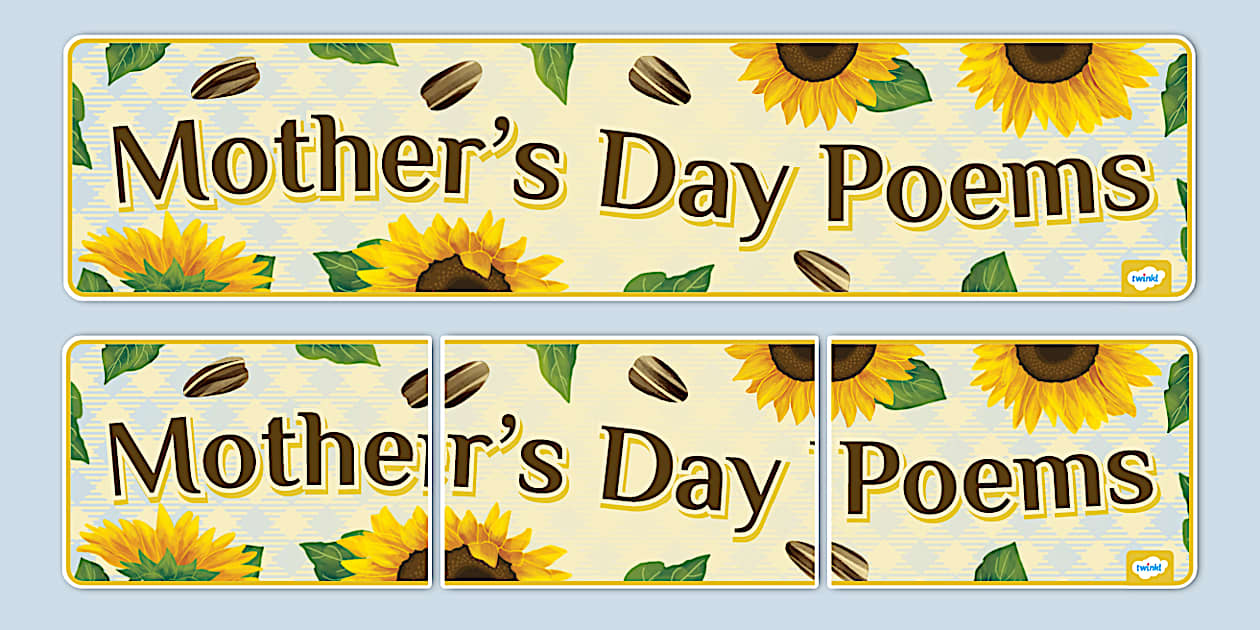 Sunflower-Themed Mother's Day Poems Display Banner