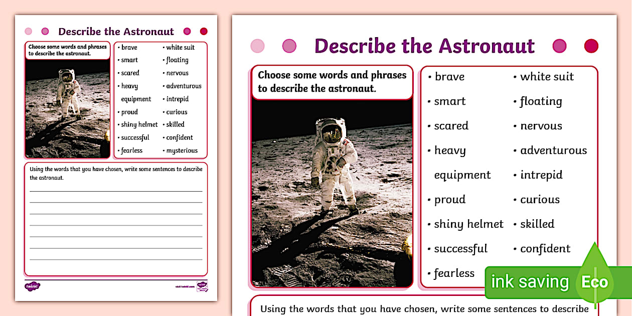 Describe the Astronaut Writing Activity, Astronauts, Space
