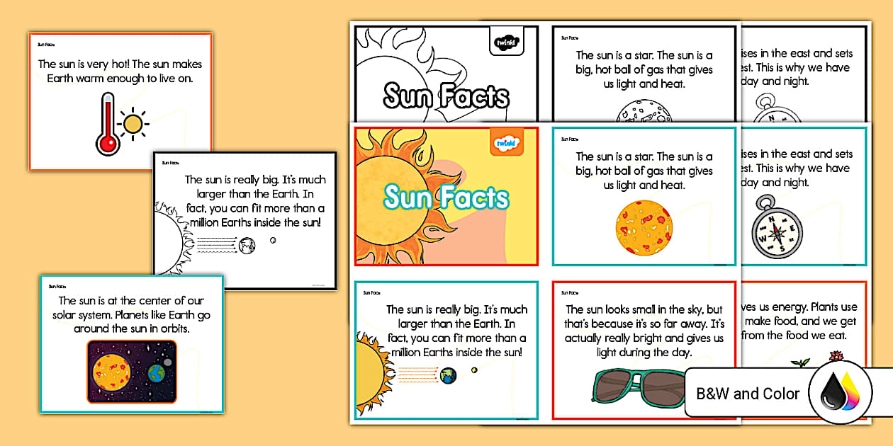 All About the Sun Fact Cards for K-2nd Grade - Twinkl