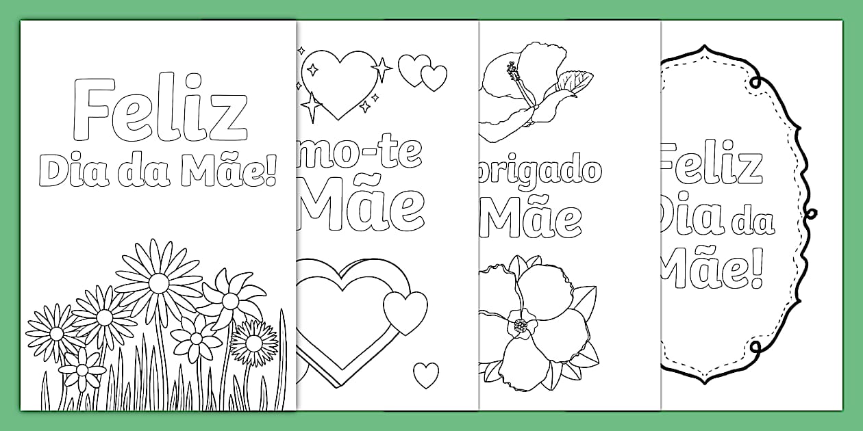 Postais Dia da Mãe para Colorir (teacher made) - Twinkl