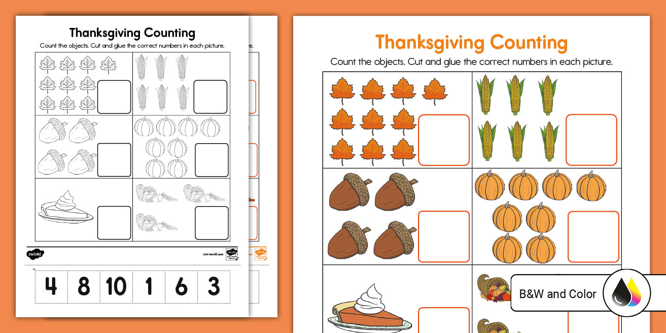 Thanksgiving Counting Worksheet | Resource | Twinkl USA