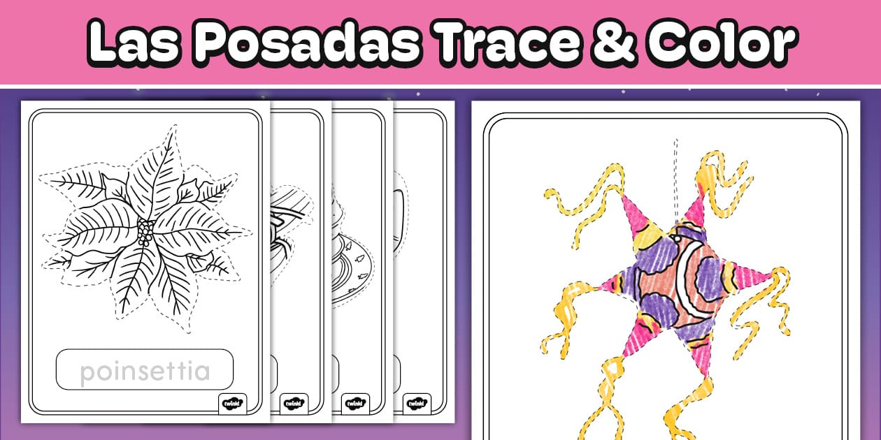 Las Posadas Trace and Color Worksheets