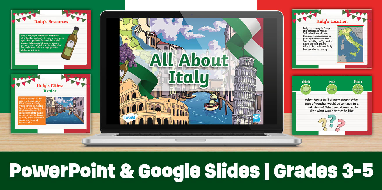 All About Italy PowerPoint & Google Slides for 3rd-5th Grade