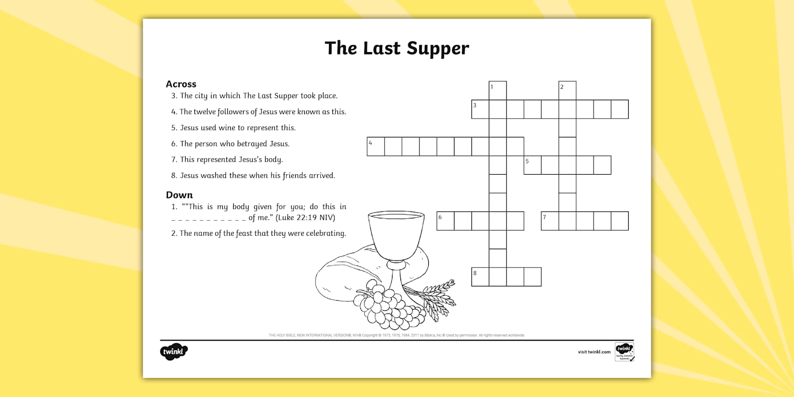 KS2 The Last Supper Crossword - puzzle, criss cross, mystery word ...