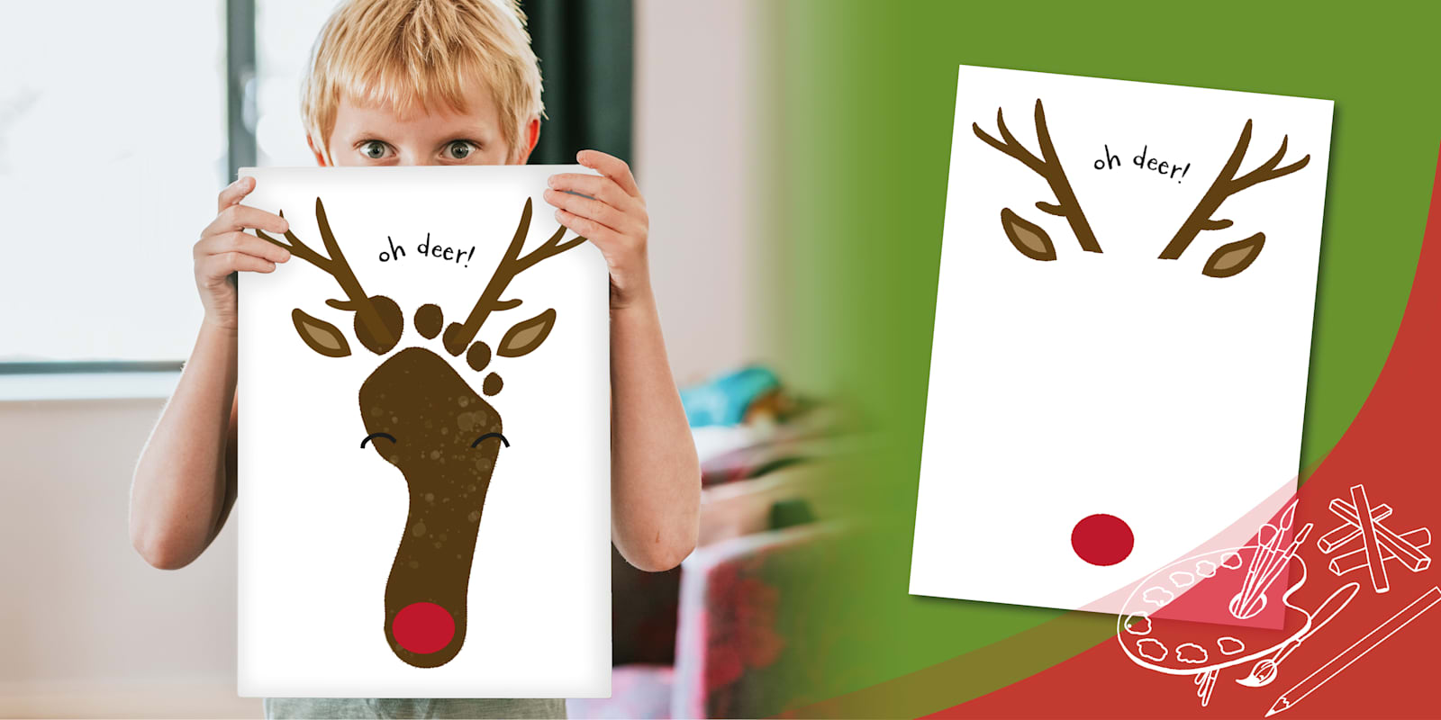 Oh Deer Rudolph The Red-Nose Reindeer Christmas Footprint Activity Poster