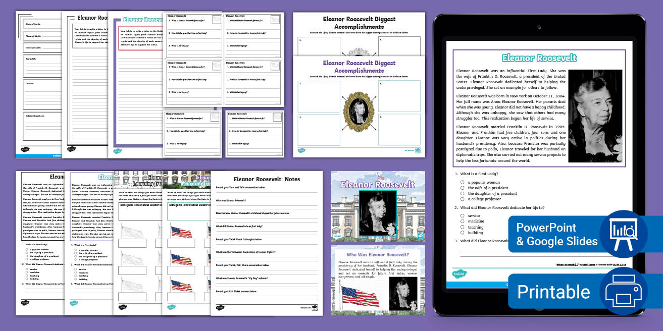 Third Grade Eleanor Roosevelt Lesson Pack