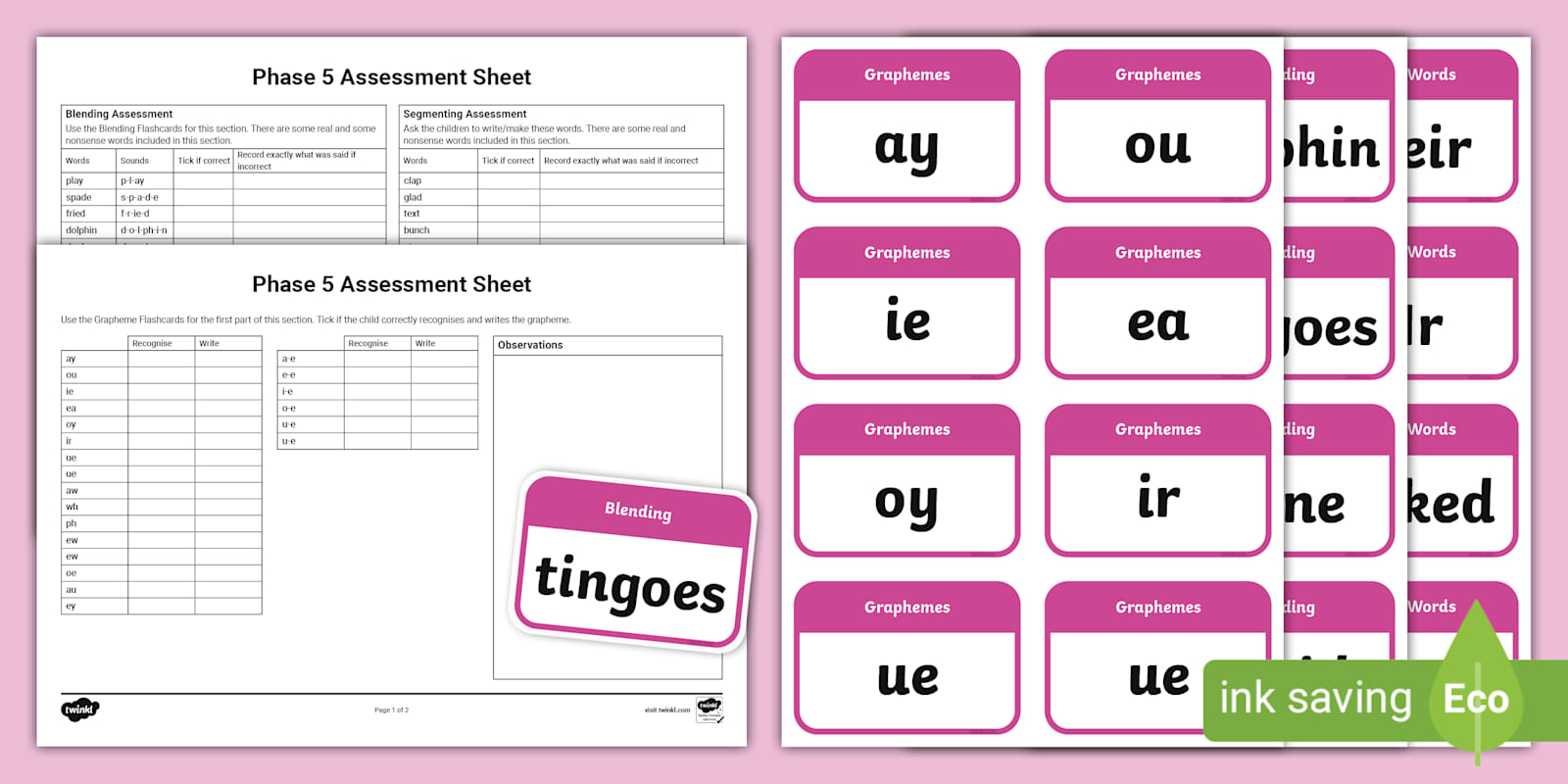 Phase 5 Phonics Letters and Sounds Assessment Sheets