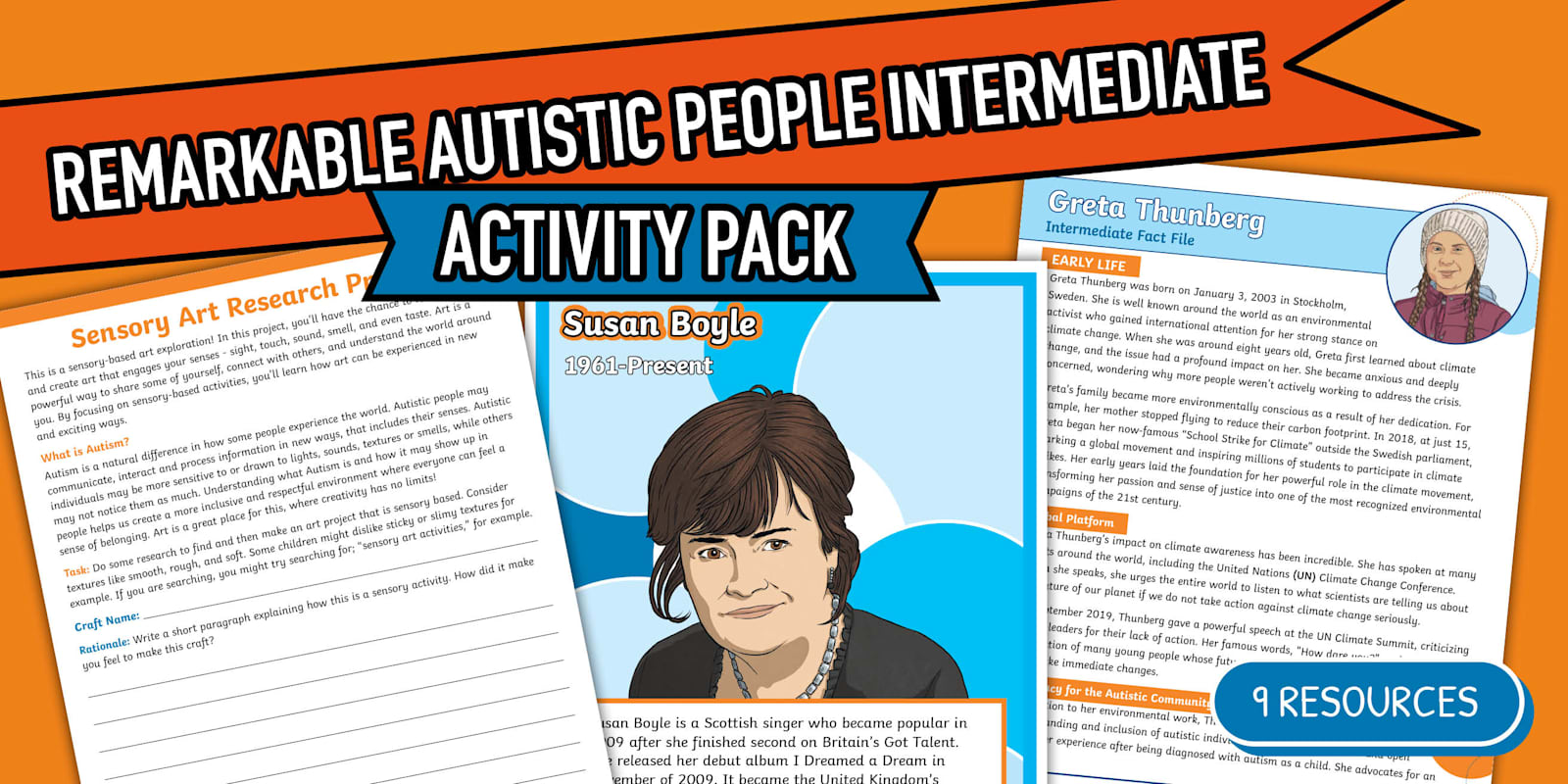 Remarkable Autistic People Intermediate Activity Pack (8-9)