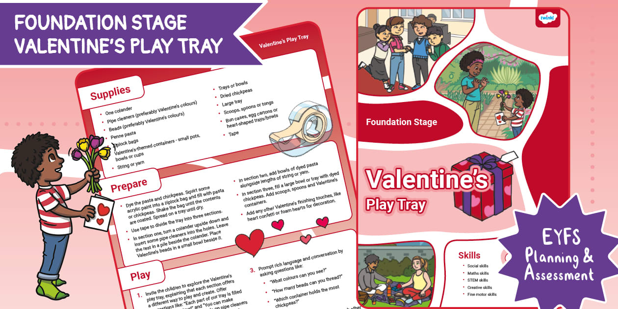 Northern Ireland EYFS Foundation Stage Play Tray: Valentine's