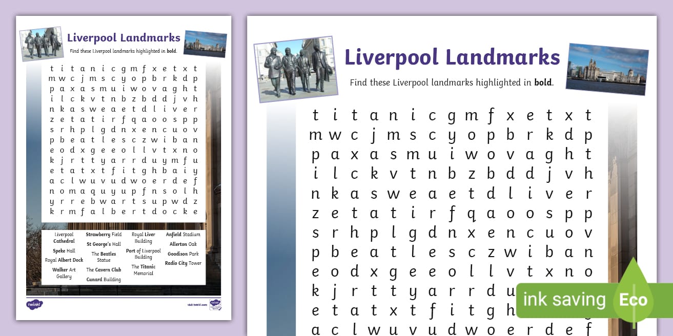 Liverpool Landmarks Word Search