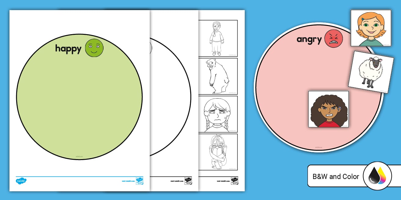 Early Childhood Happy, Sad, and Angry Sorting Worksheet