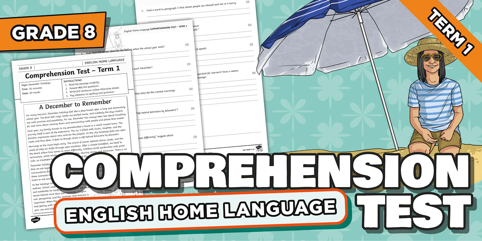 Grade 8 English Home Language Term 1 Comprehension Test (CAPS Aligned)