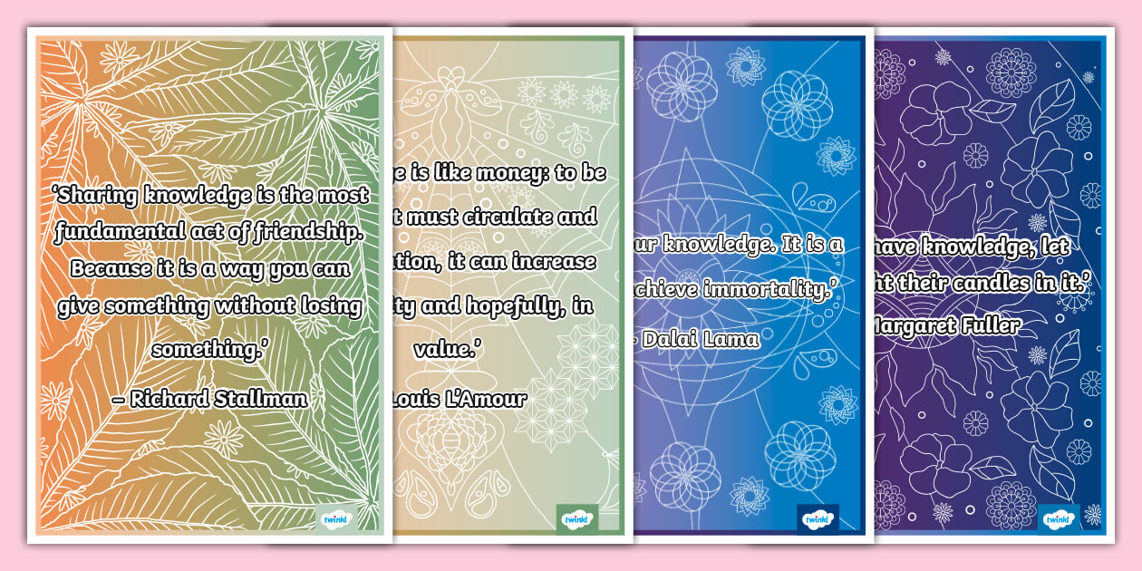 Sharing Knowledge Quotes Display Posters