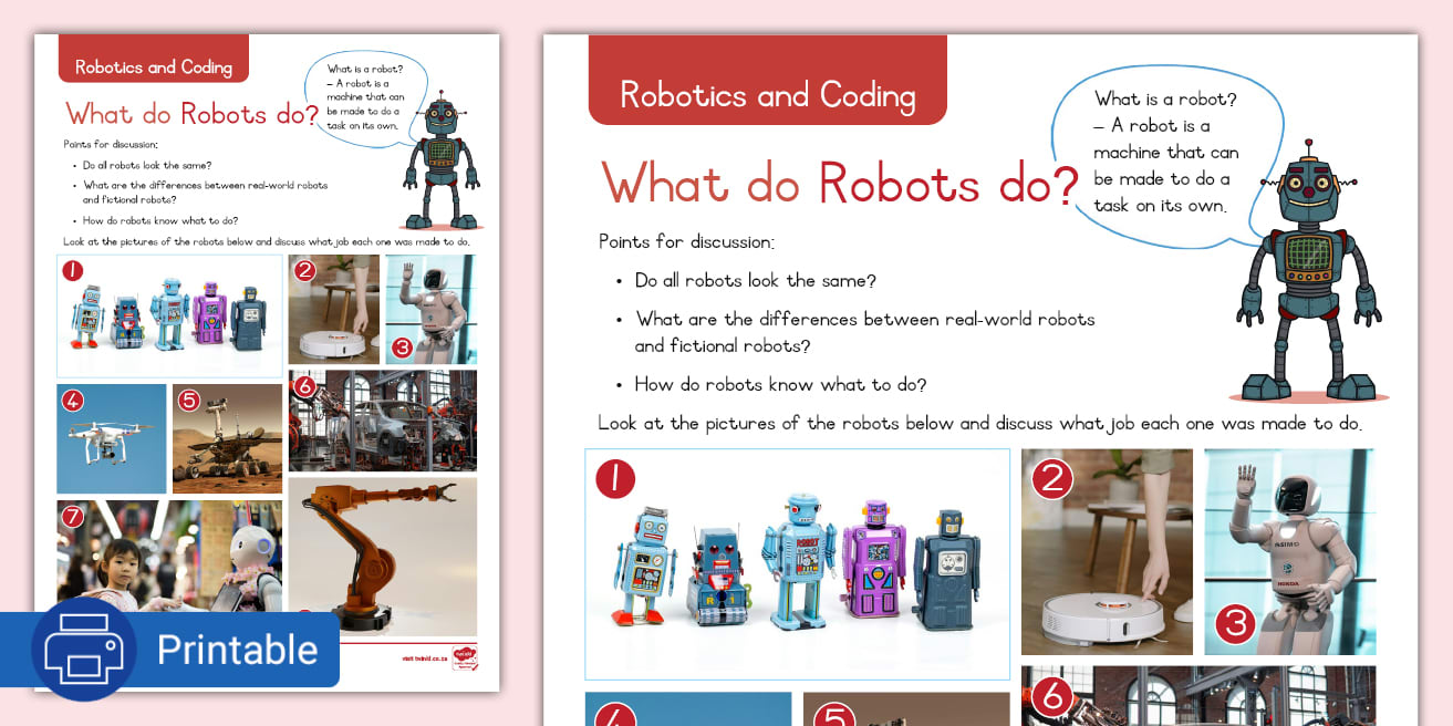 Grade R Robotics and Coding - Term 2 - Robotics - Worksheet: What do ...
