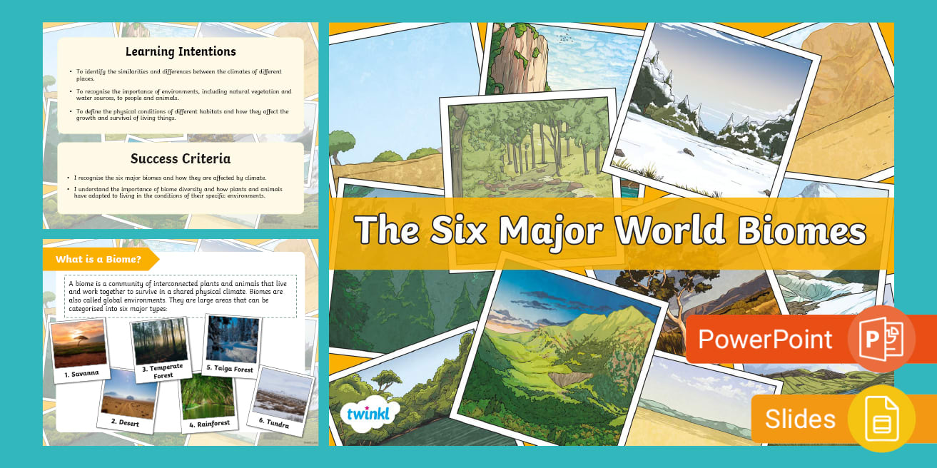 The Six Major World Biomes - Plant and Animal Adaptations PowerPoint