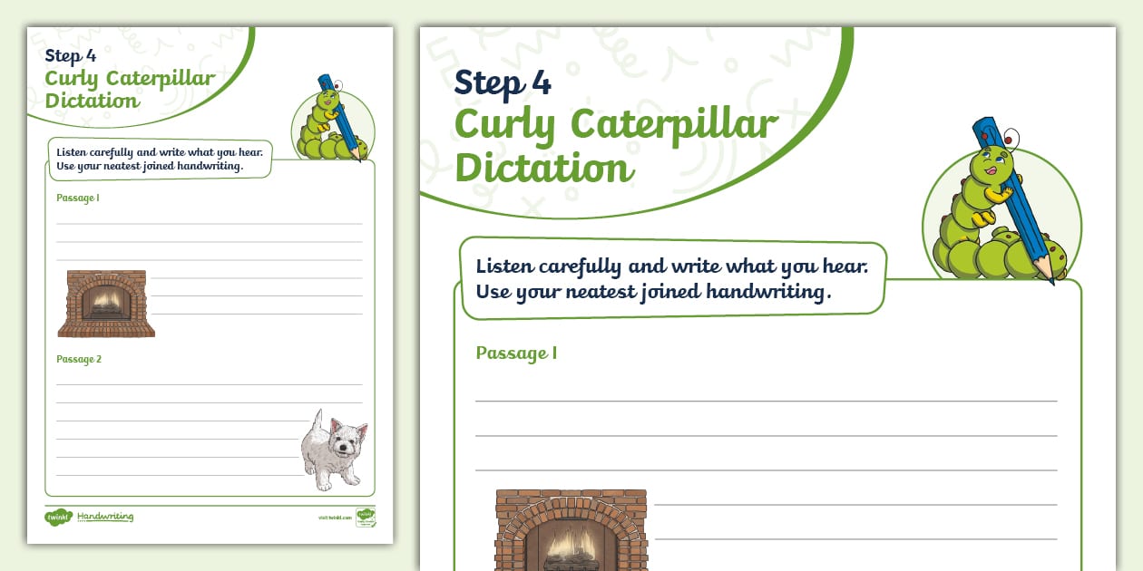 Twinkl Handwriting Scheme: Step 4 Curly Caterpillar Dictation