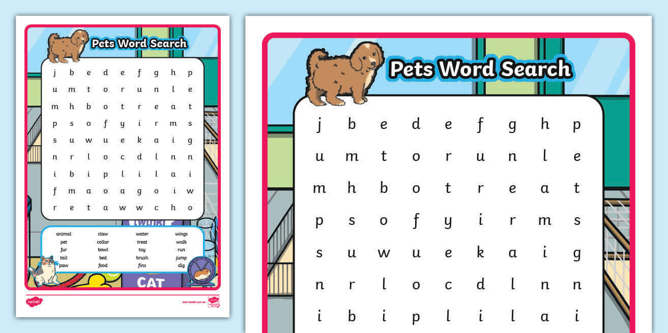Pets Word Search