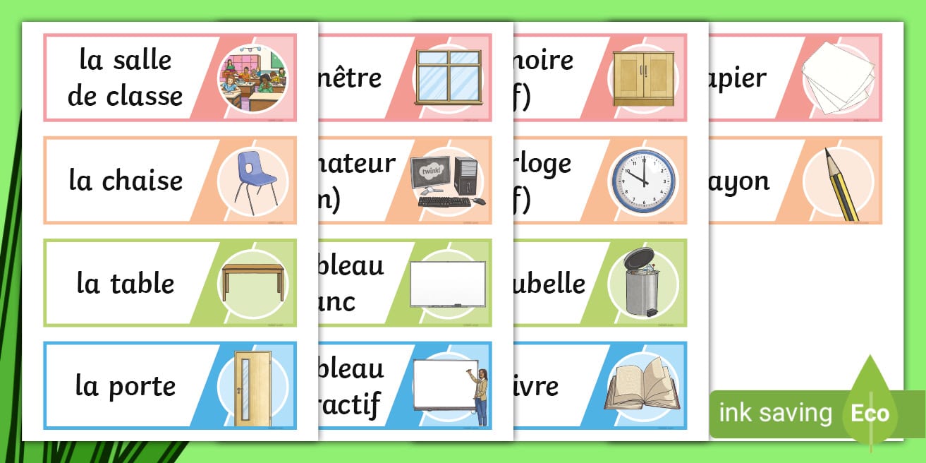 French: Classroom Objects and Furniture Labels - KS2