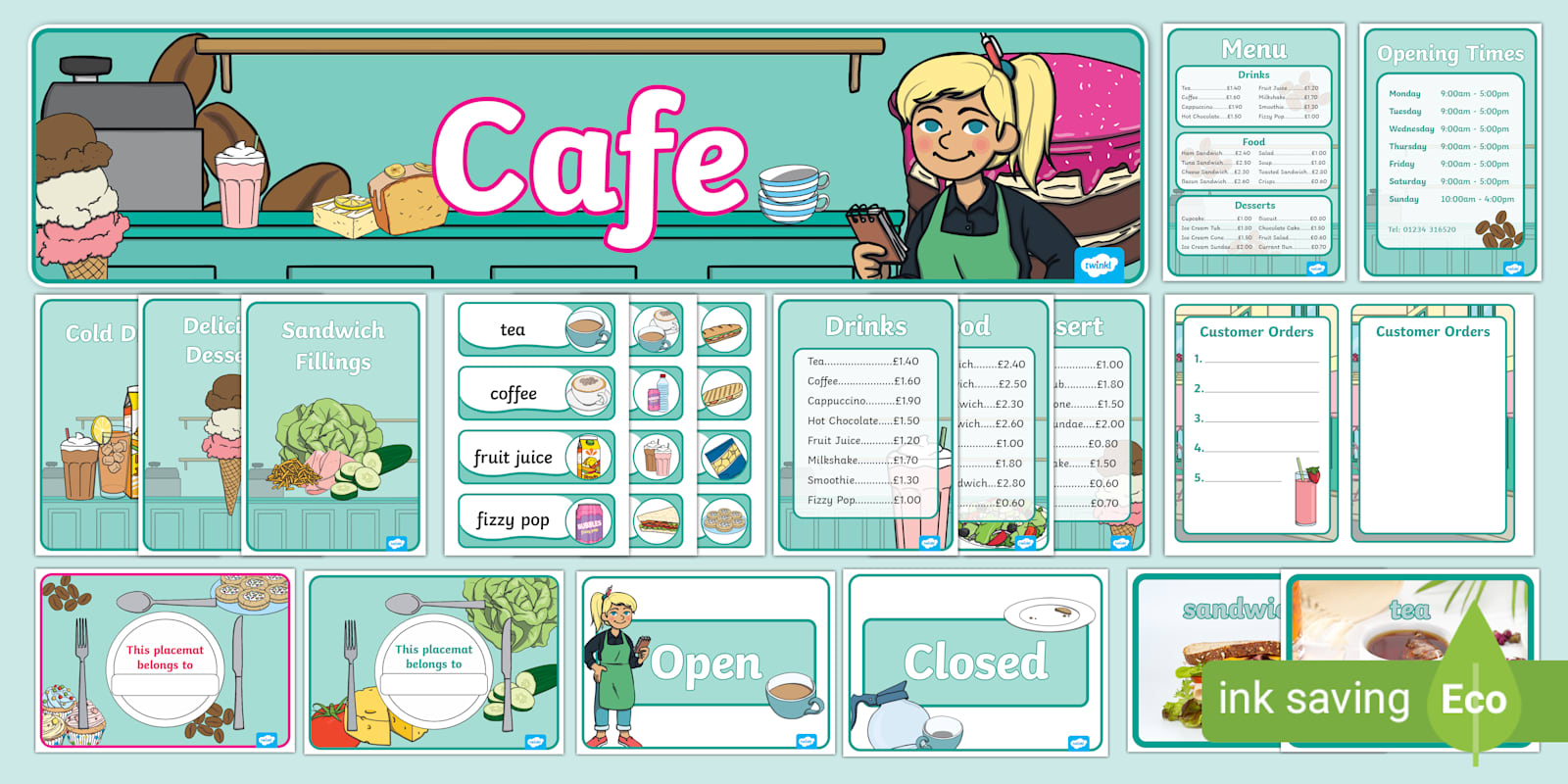 Café Role-Play Printables | Role-Play Props | Twinkl
