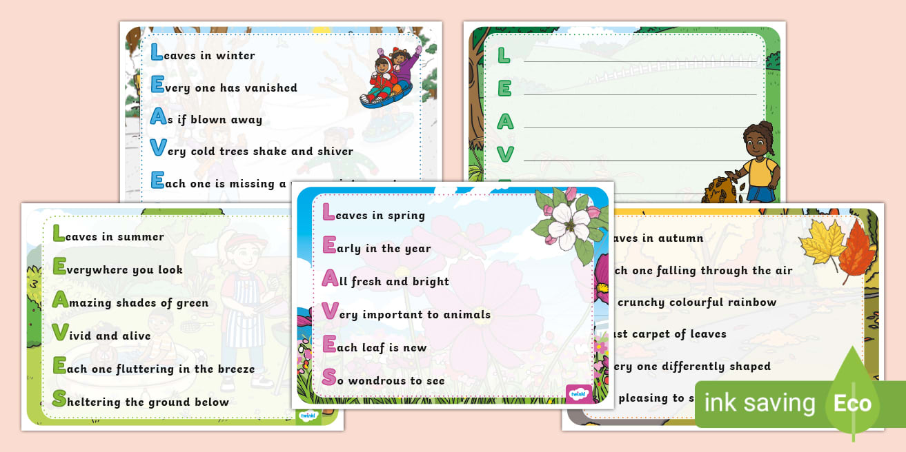 Leaves Acrostic Poem Examples and Template