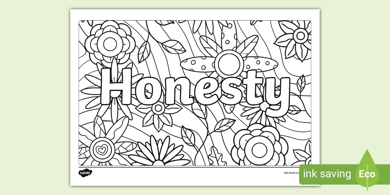 Honesty Mindfulness Colouring Sheet