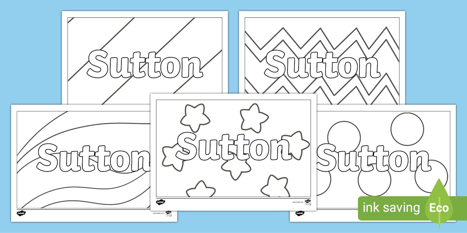 Sutton Name Simple Colouring Activity Sheets|Twinkl Activity
