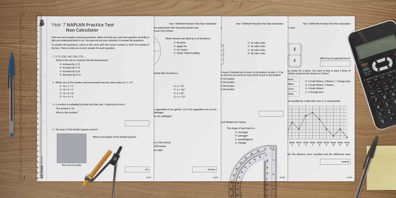 Non Calculator Year 7 NAPLAN Maths Sample Test - Maths