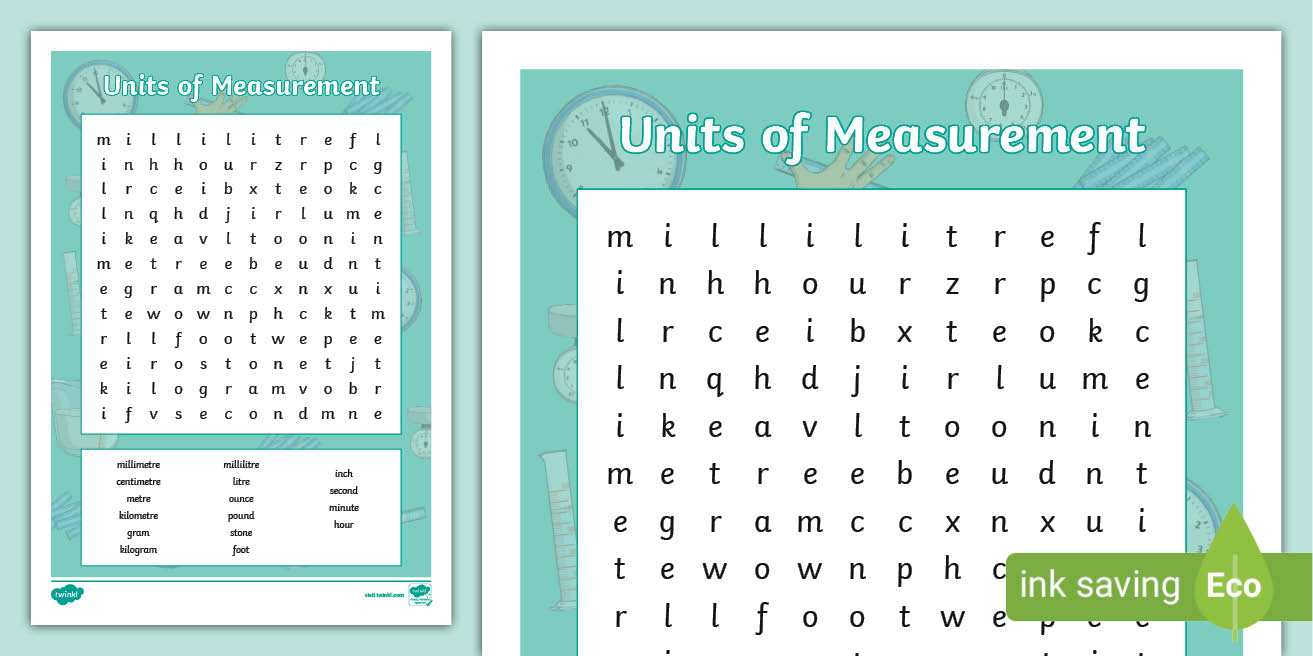 Units of Measurement Word Search