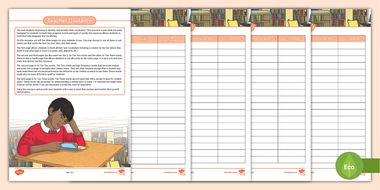 Tier 2 and 3 Vocabulary Tracking Sheet