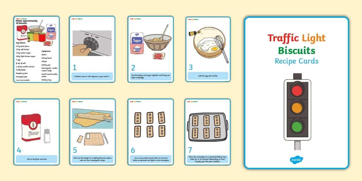 Traffic Light Biscuit Recipe Cards - biscuit, recipe, traffic light ...