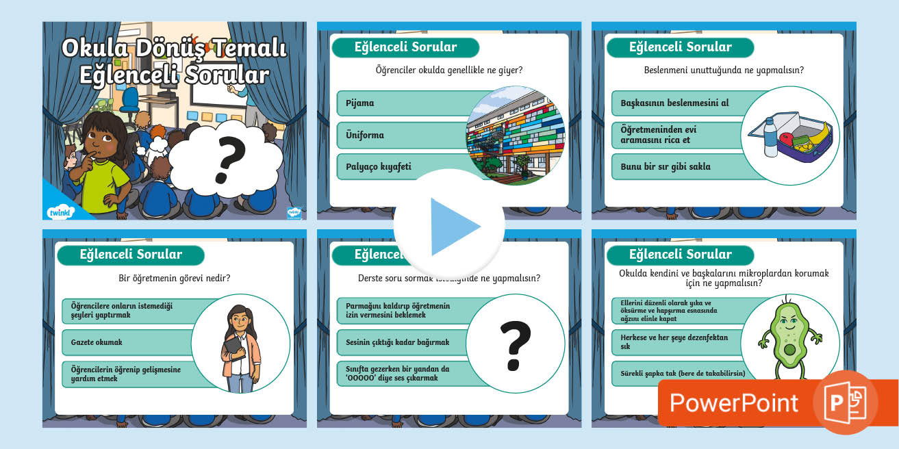 Okula Dönüş Temalı Eğlenceli Sorular | PowerPoint