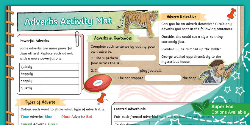 Adverbs Activity Mat (Ages 7 - 9)