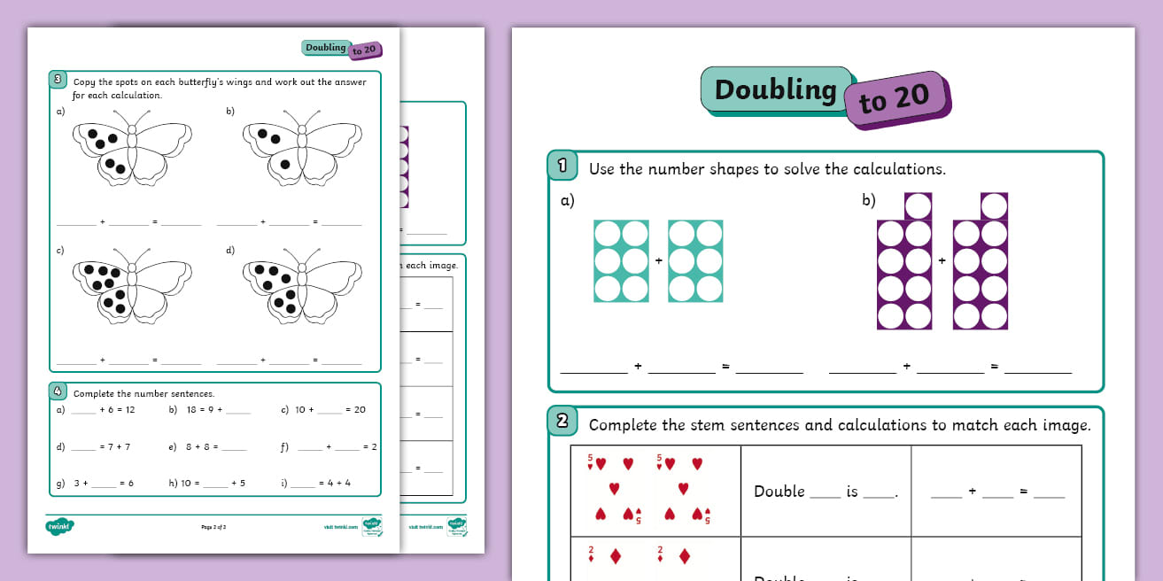 KS1 KIRFs Doubling to 20 Activity Sheet