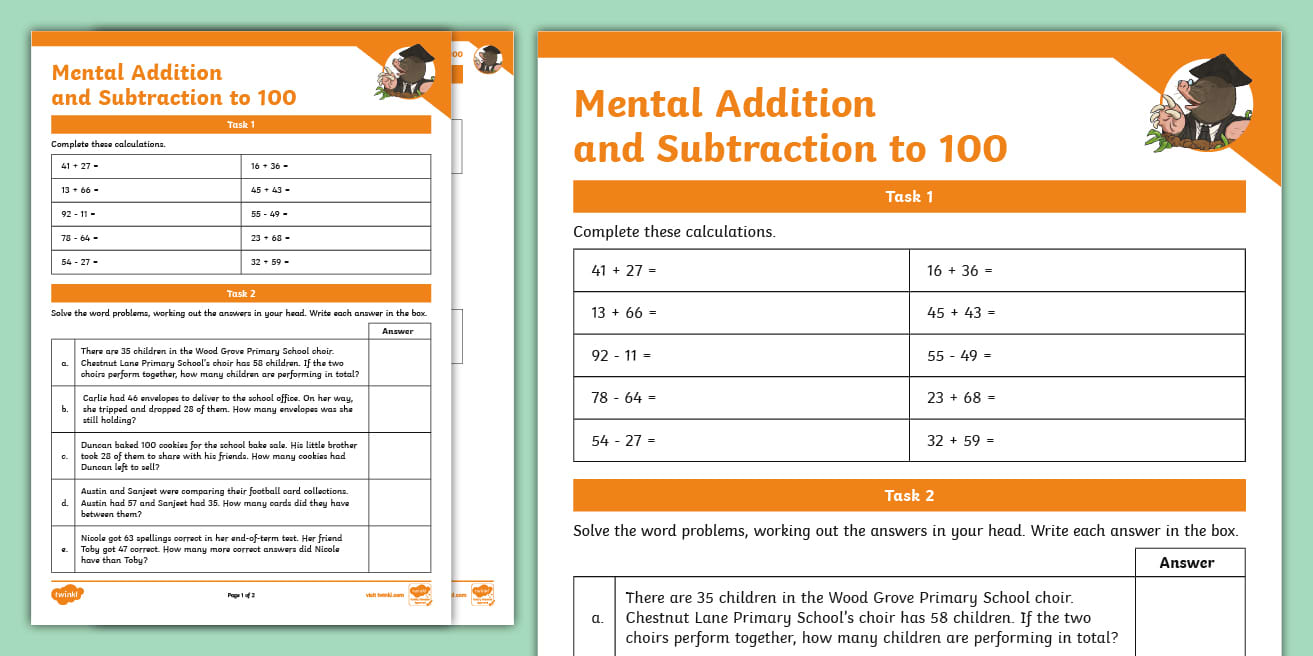 Mental Addition and Subtraction to 100