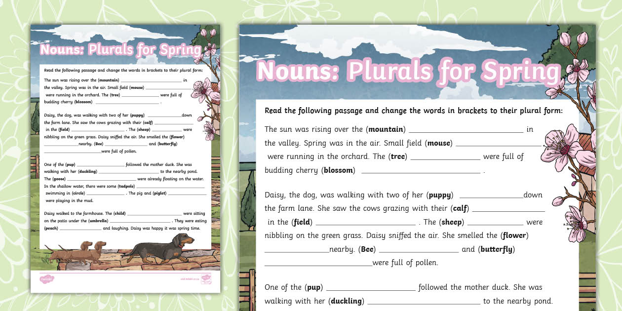 Intermediate Phase - Grade 4 - English: Plurals for Spring Activity ...