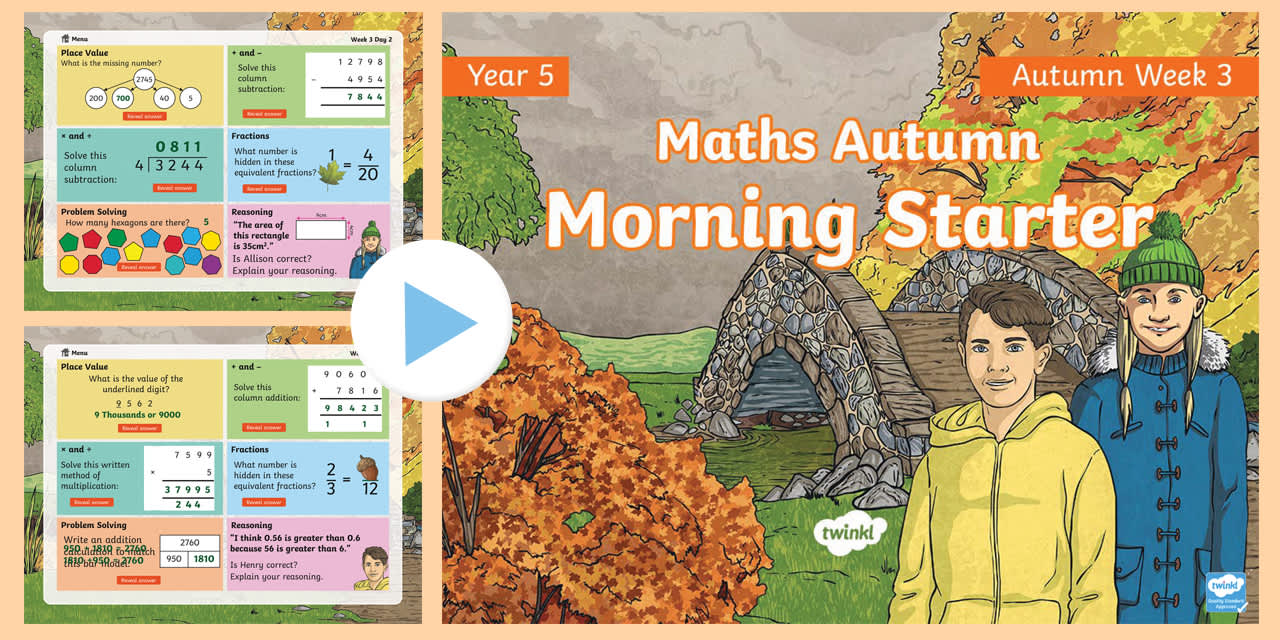 Year 5 Maths Autumn Morning Starter PowerPoint 3 - Y5, Fluency ...