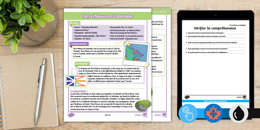 Newfoundland and Labrador Interactive Reading Comprehension French