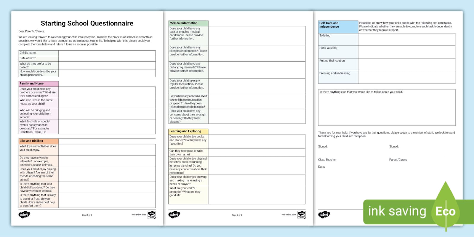 EYLF Transition - Starting School Questionnaire