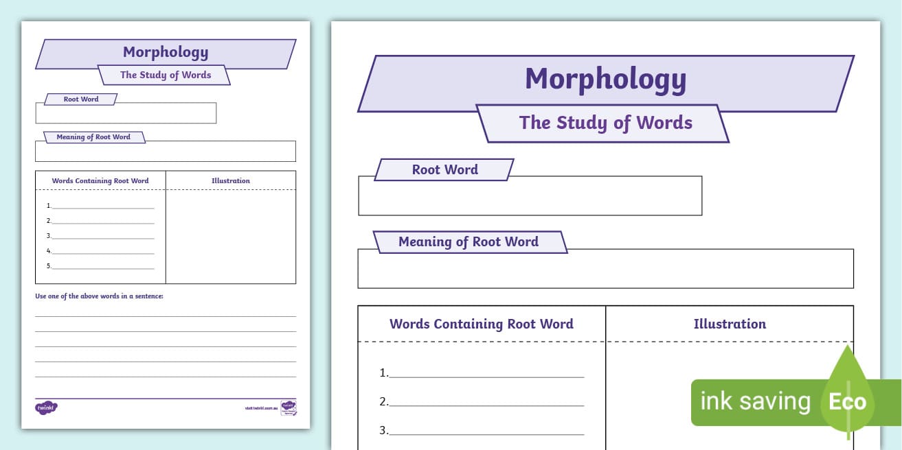 Morphology Word Study Worksheet