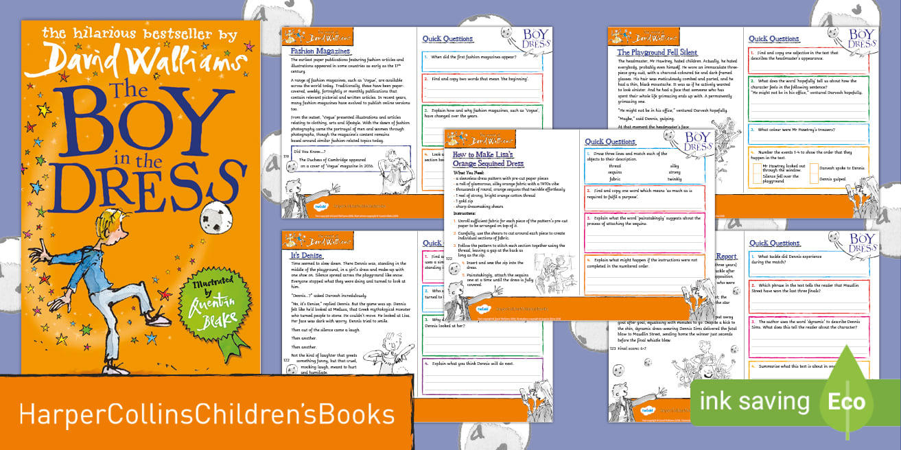 The Boy in the Dress: 60-Second Reads Activity Pack [Ages 9-11]